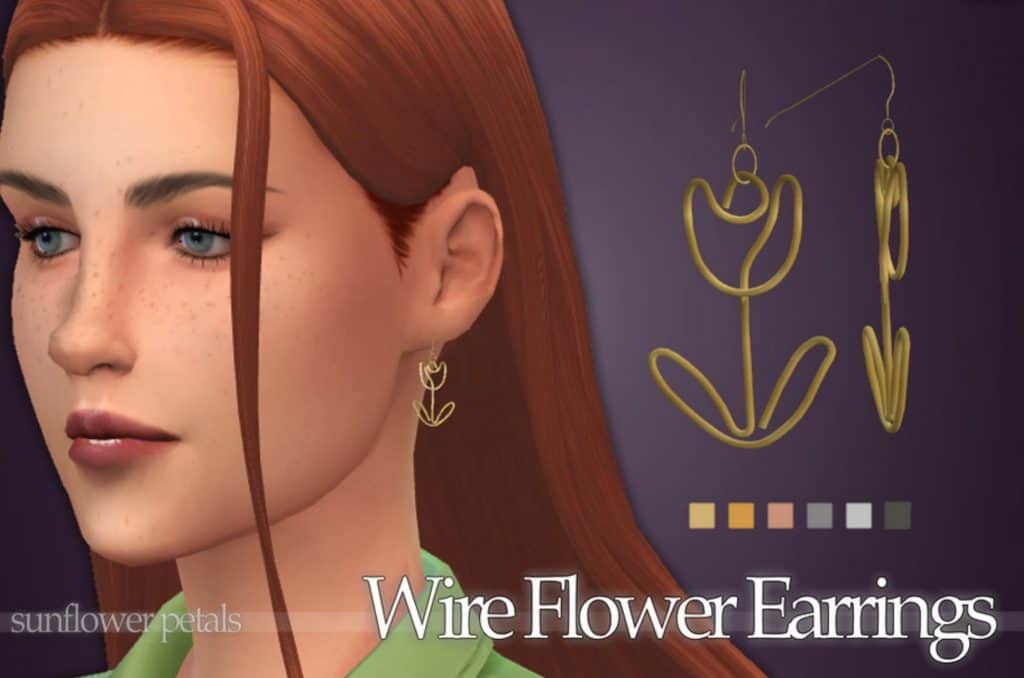 Wire Flower Earrings - Sims 4 Mod Download Free